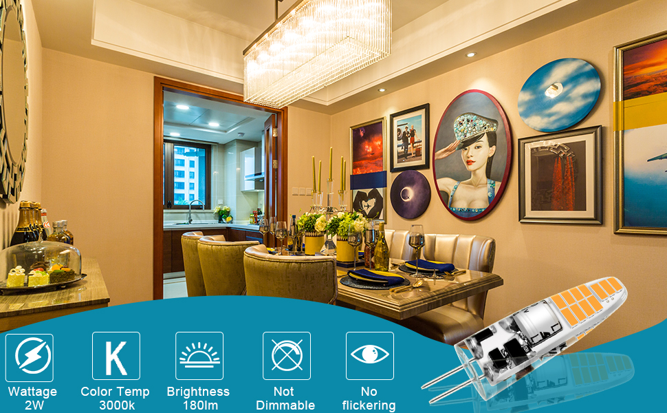 AGOTD G4 LED Bulb, 2W 12V G4 Bi Pin Bulb, G4 20W Halogen Bulb Replacement, Warm White 3000K，No ...