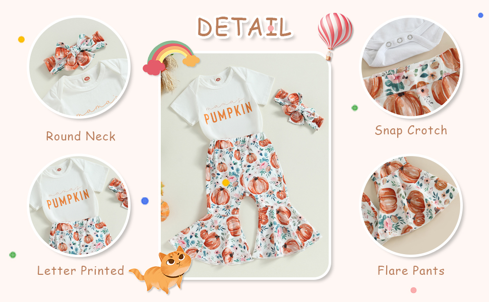 Amazon.com: Infant Baby Girl Halloween Outfit Long Sleeve Romper Mamas Pumpkin Bell Bottoms ...