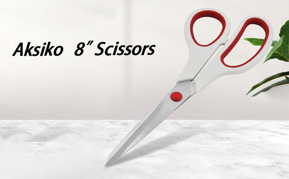 Amazon.com : Fabric Scissors, Aksiko 8 inches Office Scissors, 2.0mm Thick Blade Shears All ...