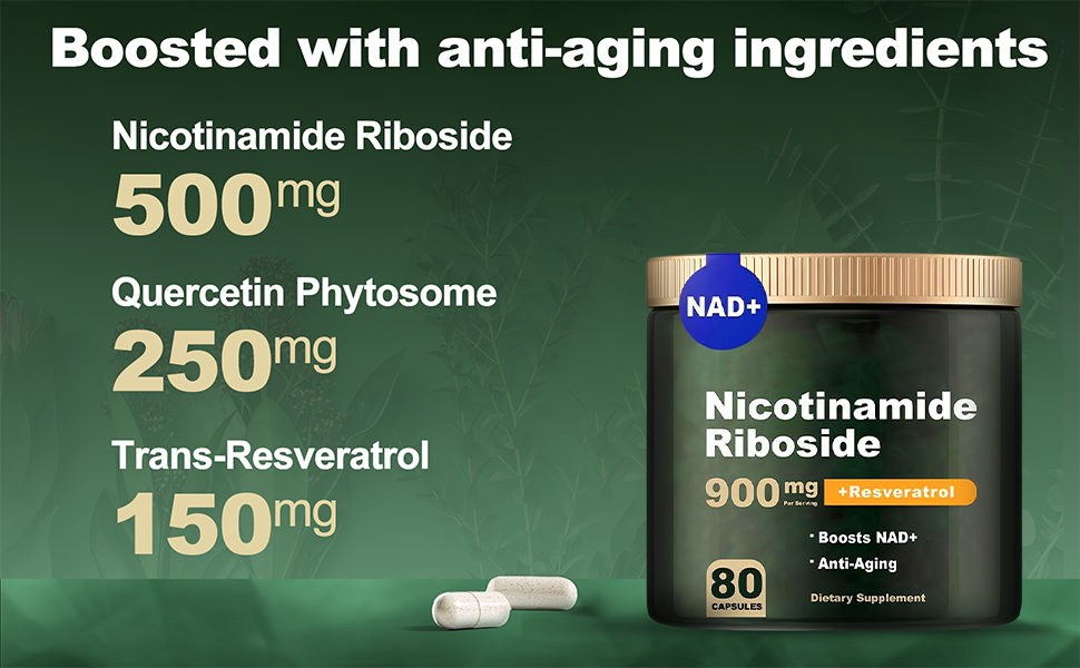Amazon.com: PUDOEN NAD+ Supplement - Liposomal Nicotinamide Riboside 900mg Resveratrol Quercetin ...