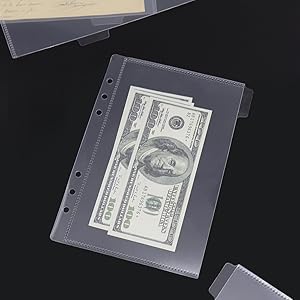 Amazon.com : 2 Set 6 Tabs A6 Clear PP Cash Envelopes Dividers Zipperless Loose Leaf 6 Hole A6 ...
