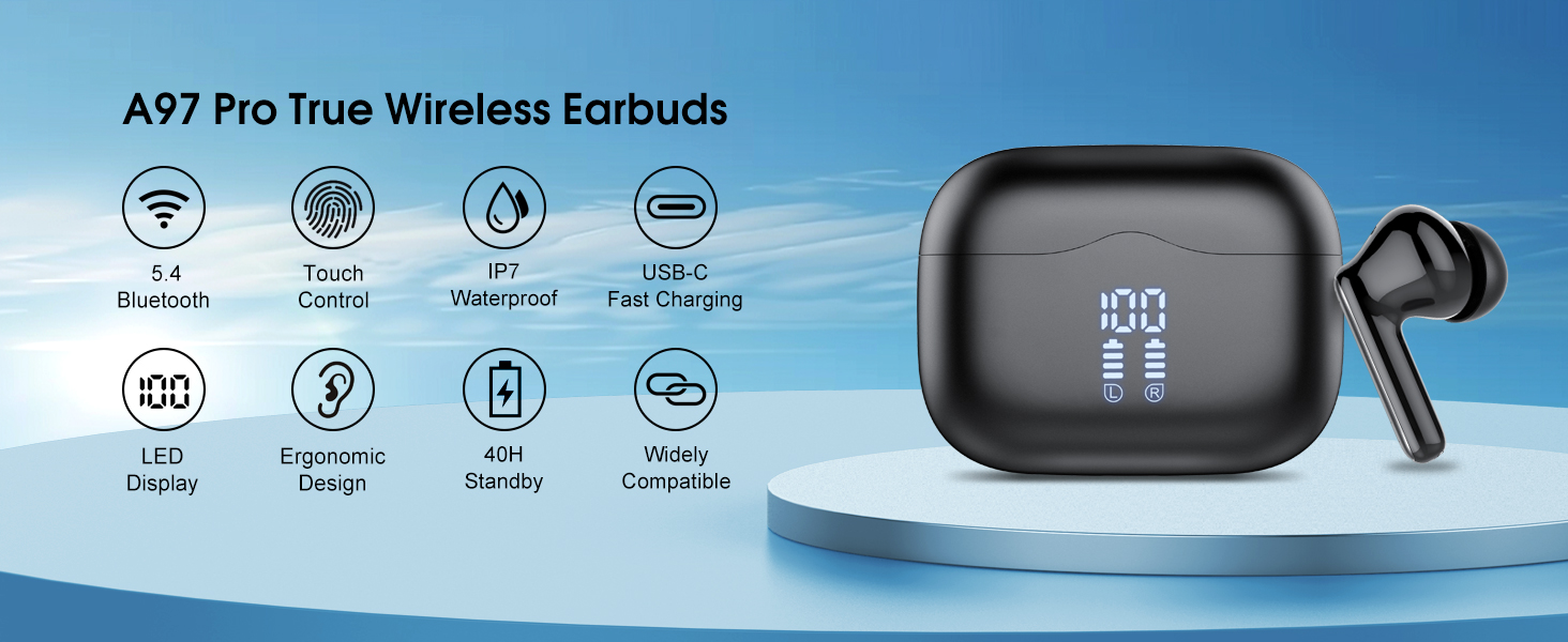 Wireless Earbuds, Bluetooth 5.4 Ear Buds HiFi Stereo, 2025 Wireless ...