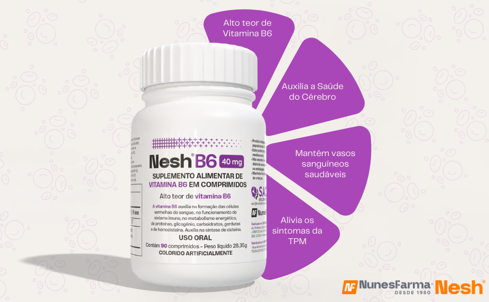 Nesh B6 40mg - Vitamina B6 - Suplemento de Piridoxina - 90 Comprimidos | Amazon.com.br