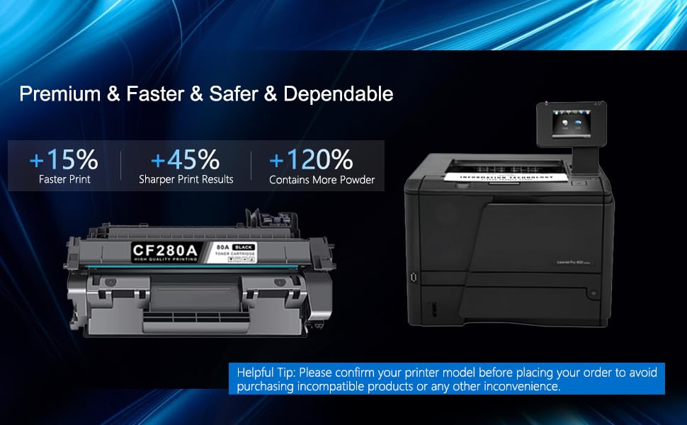 Amazon.com: 80A Black Toner Cartridge CF280A with CHIP 1-Pack Replacement for HP 80A CF280A 80X ...