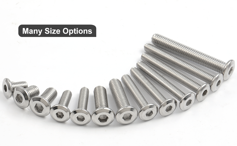 VGBUY M6-1.0 x 8 mm 100Pcs Flat Head Hex Socket Cap Screws Bolts,304 Stainless Steel 18-8,Full ...