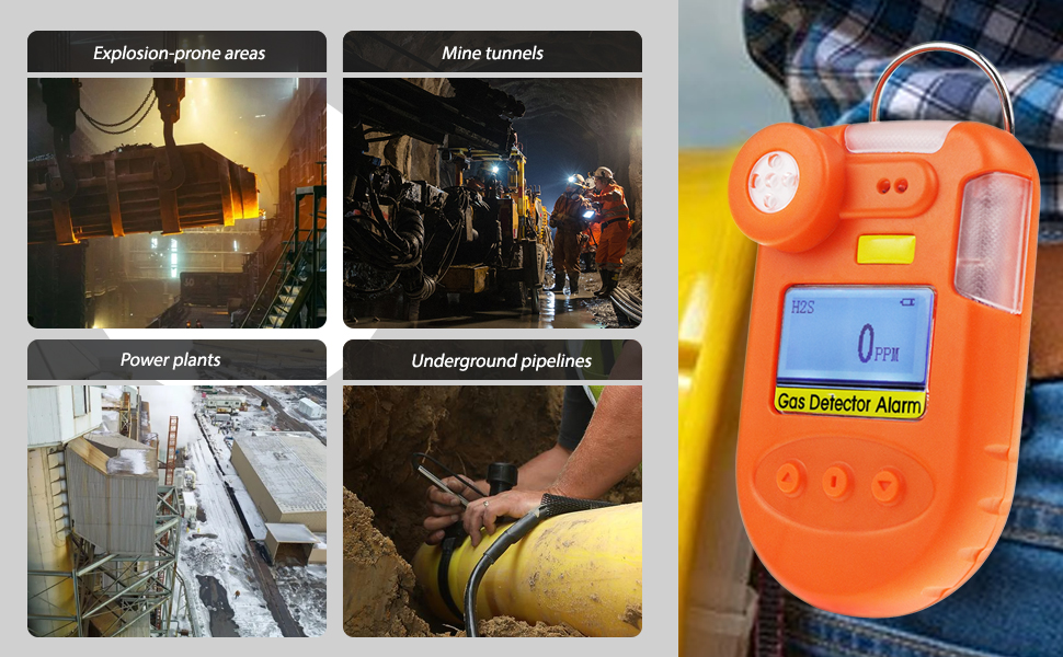 Amazon.com: H2S Monitor Clip on Digital H2S Gas Detector 0~100ppm ...