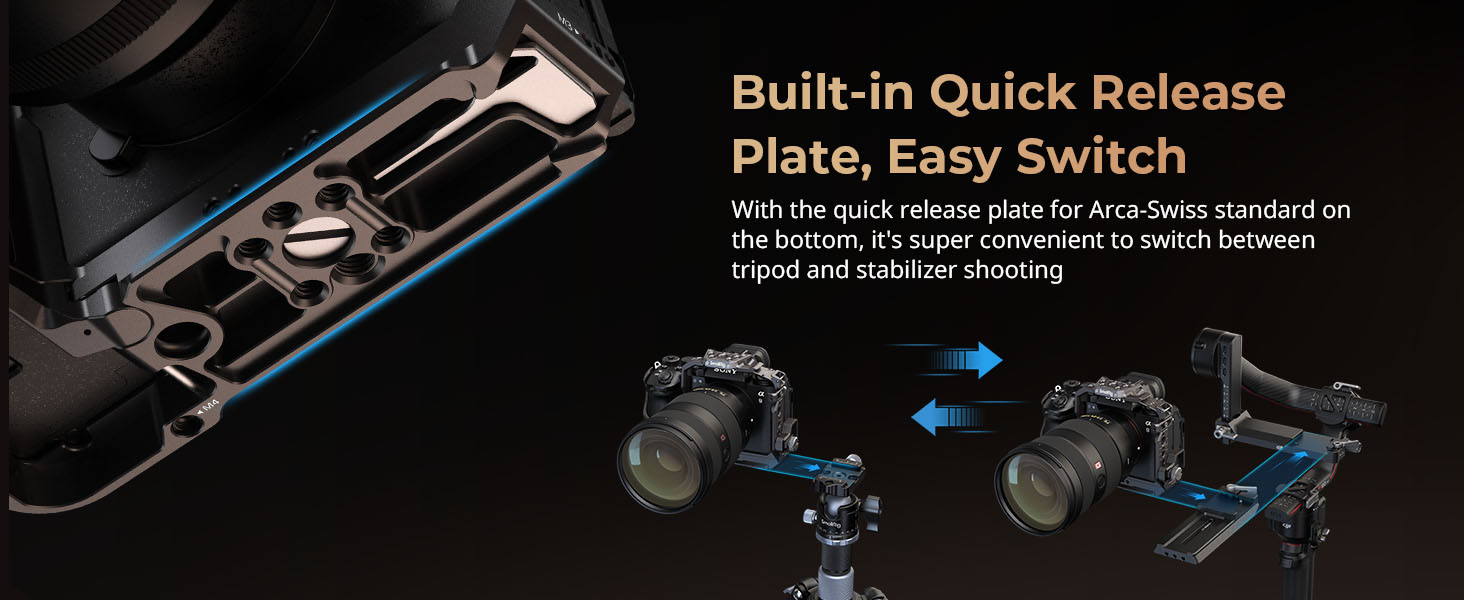 SMALLRIG Camera Cage for Sony Alpha 9 III, Fits Plate for Arca-Type, Compatible with RS 2/RSC 2 ...