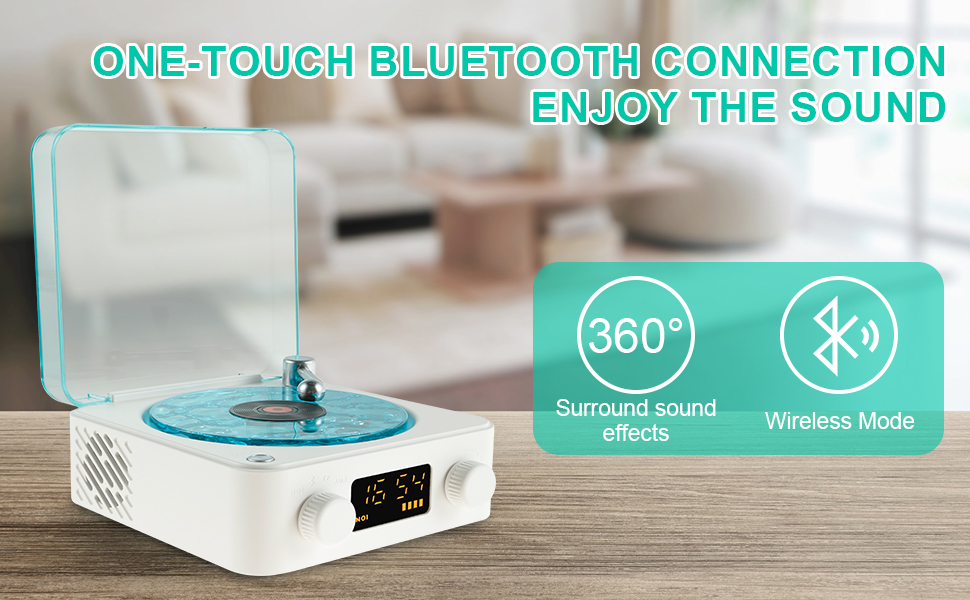 Amazon.com: The Waves Vinyl Player, Portable Vintage Vinyl Speaker with ...
