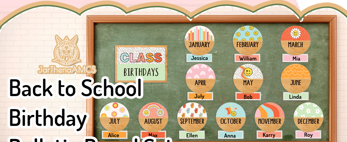 Amazon.com : JarThenaAMCS Back to School Birthday Bulletin Board Set ...