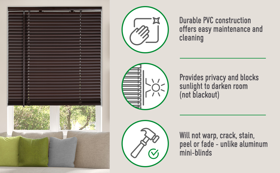 Amazon.com: CALYX INTERIORS Room Darkening Vinyl Mini Blinds, Cordless ...