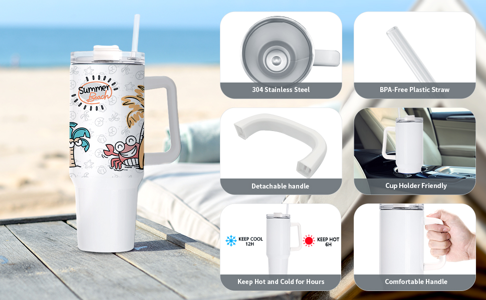 Amazon.com | Sublifun 40 OZ Sublimation Tumbler with Handle, 2 Pack Sublimation Tumbler Blanks ...