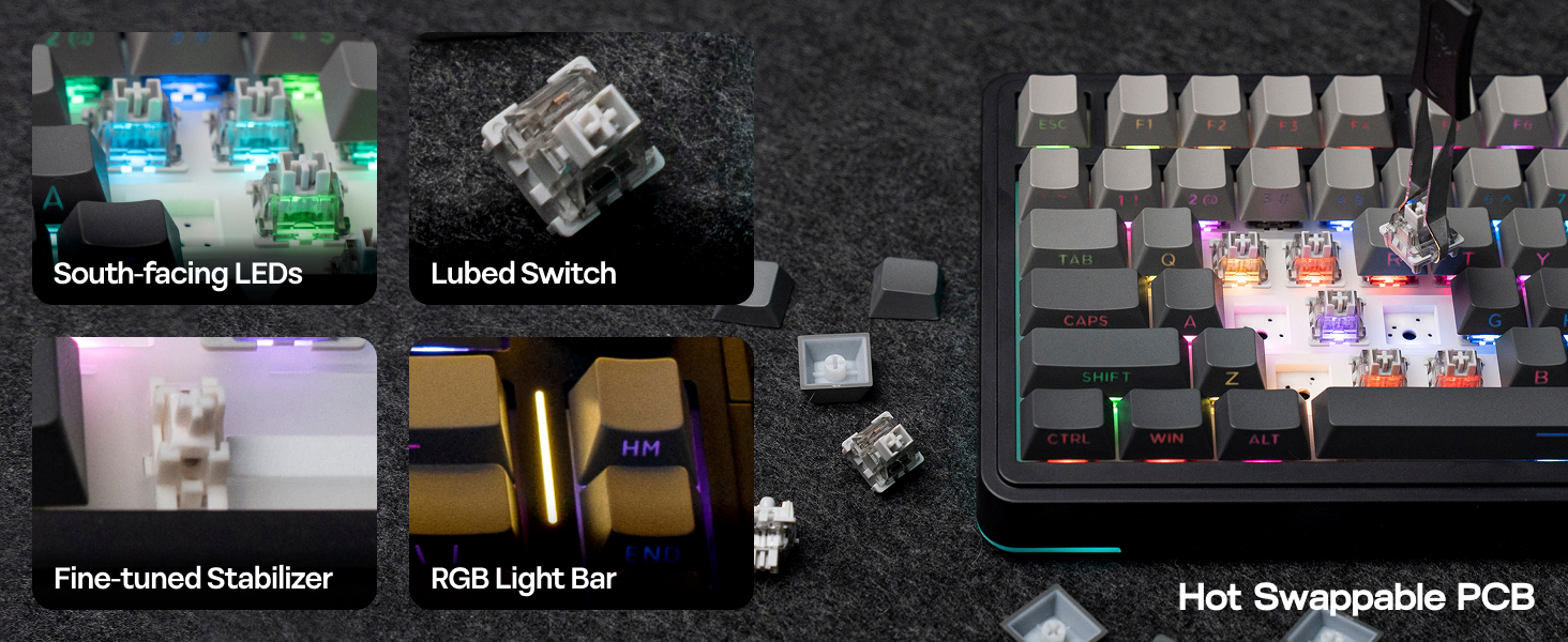 EPOMAKER EA75 75% Wireless Mechanical Keyboard, 2.4GHz/USB/BT5.0 Gaming Keyboard,Creamy Gasket ...