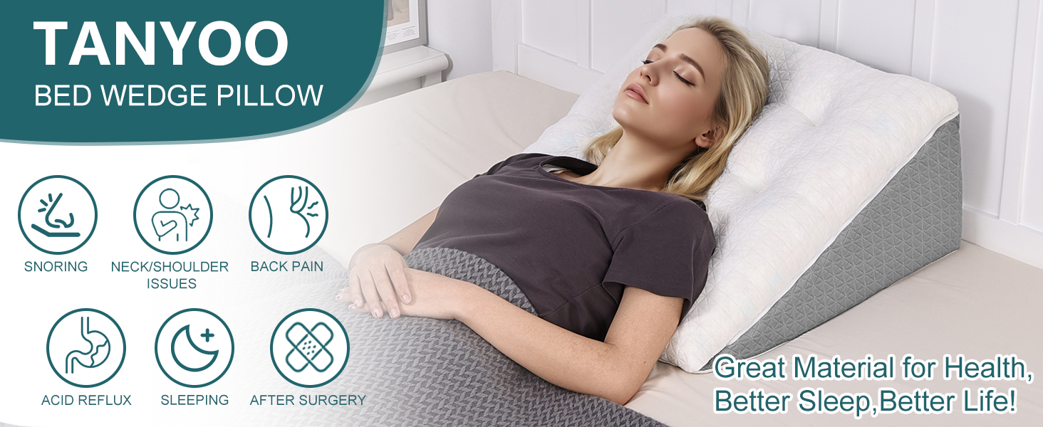 Amazon.com: TANYOO Wedge Pillow for Sleep Apnea Bed Wedge Pillow for Acid Reflux Relief Shredded ...