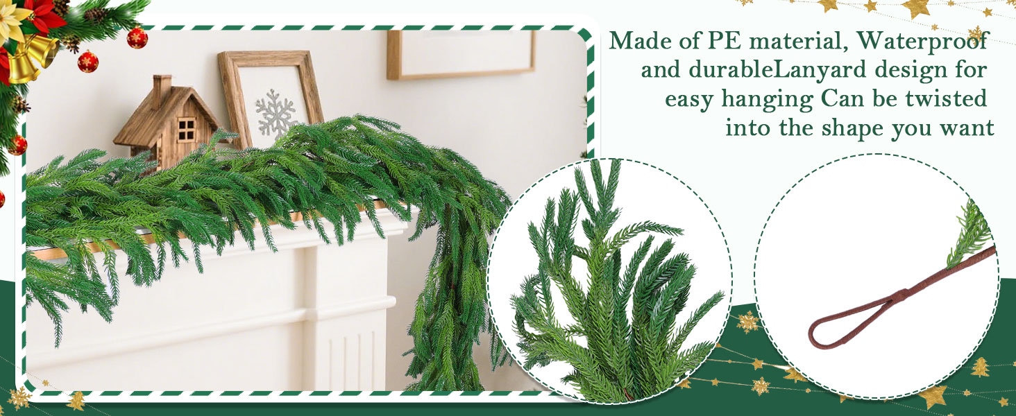 Amazon.com: Hananona 4 Pcs 9 Ft Artificial Norfolk Pine Garlands, Realistic Pine Garland, Green ...