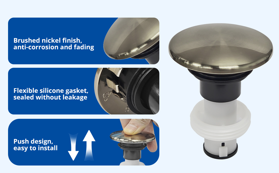 Amazon.com: LukeTarp Brushed Nickel 972-098J Bathroom Sink Push & Seal ...