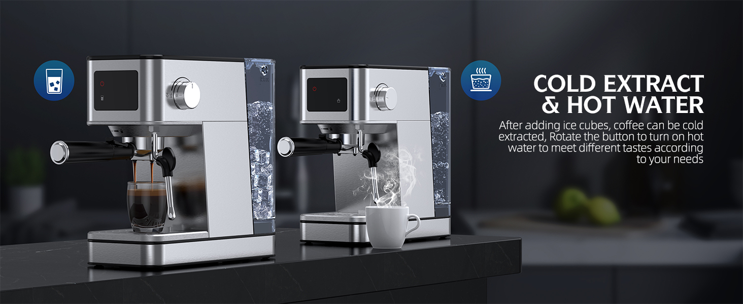 Espresso Machine, 20 Bar Professional Espresso Maker, Milk Frother Steam Wand for Latte, Compact ...