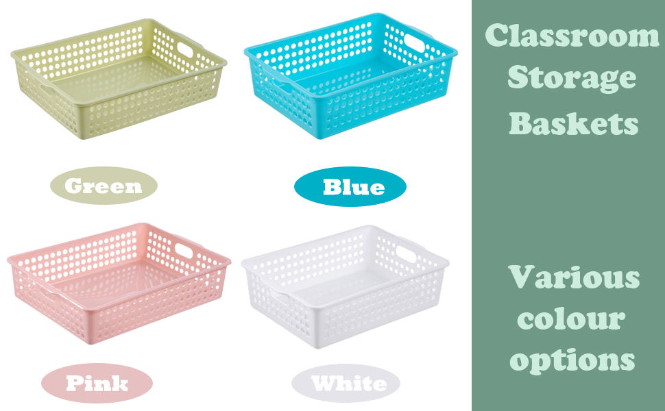 Amazon.com: 8 Pcs Plastic Storage Baskets with Handles, A4 Size ...