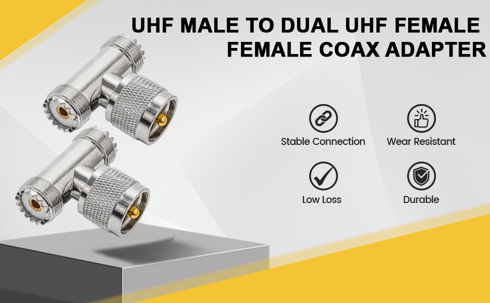 Amazon.com: Anina Coaxial Connector UHF Male to Dual UHF Female 3 Way Splitter Coax Adapter ...