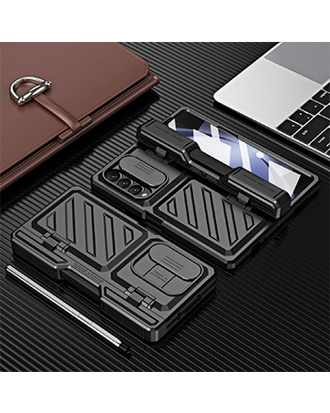 Amazon.com: YQODSZ for Samsung Galaxy Z Fold 5 Metal Case with Fold5 S Pen Holder, Rugged Heavy ...