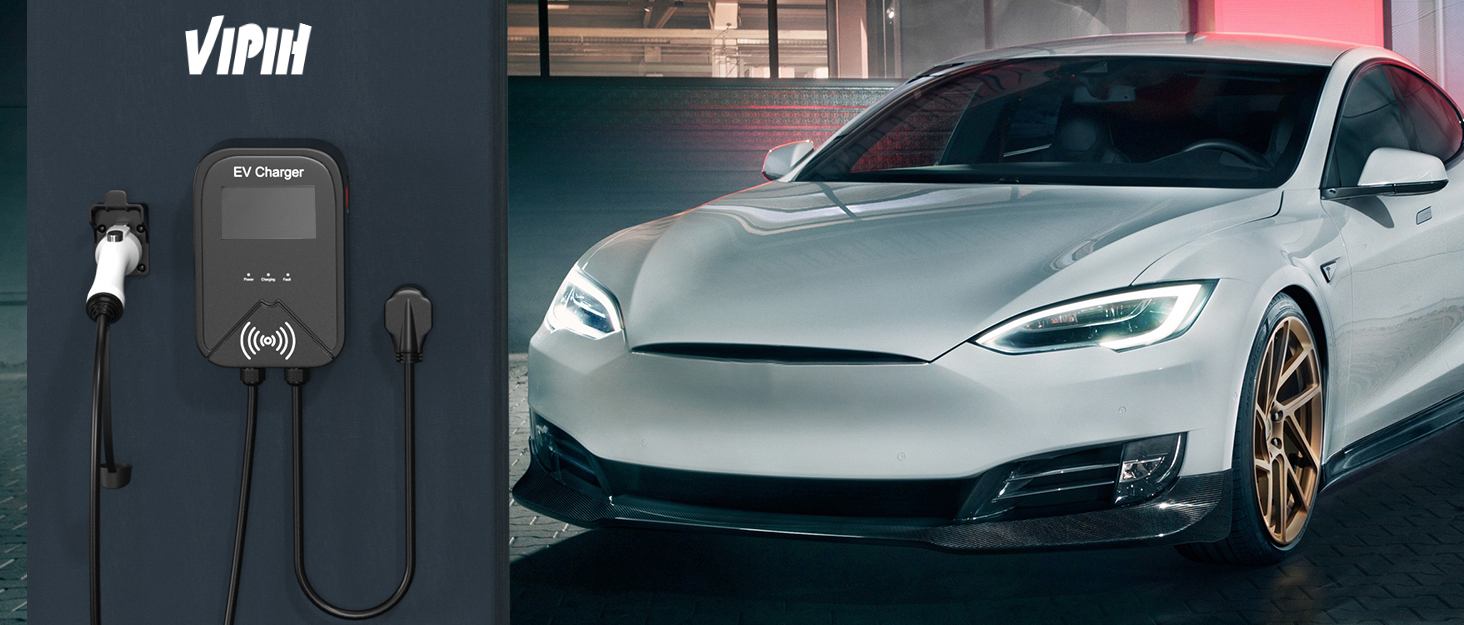 Amazon.co.jp: VIPIH ev充電ケーブル phev 充電ケーブル 200v 7.6KW 急速充電 J1772 6m 90-250V 調整可能 ウォールボックス レベル2電気 ...