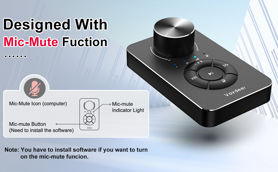 VAYDEER Multimedia Controller Knob with Mic-Mute Function and Safe Volume Range Setting, USB C ...