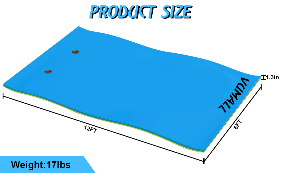 Amazon.com: 12ft Floating Water Mat for Swimming, 3-Layer Foam Lake ...