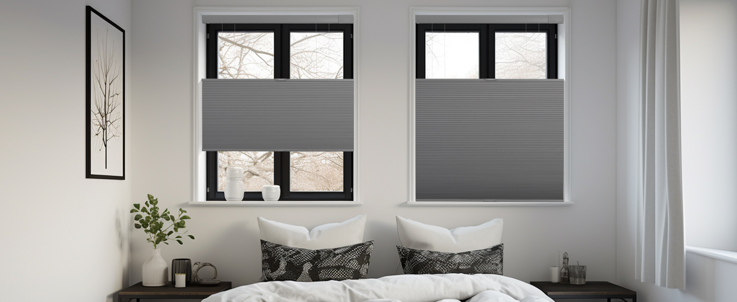 Amazon.com: HOTSOON No Drill No Tools Blackout Cellular Shades Top Down ...