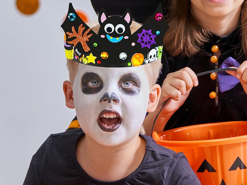 Amazon.com: Winlyn 24 Sets Halloween Headbands Craft Kits DIY Crown Art ...