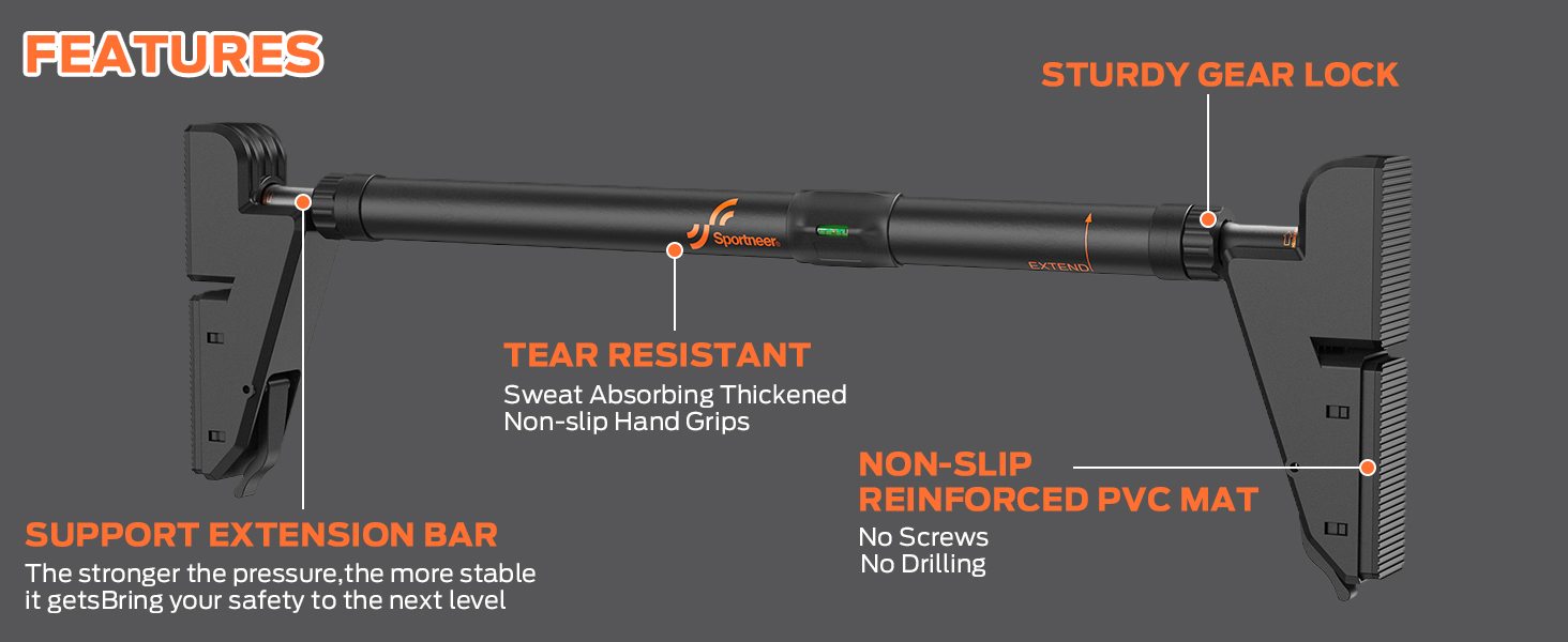 Sportneer Pull Up Bar: Adjustable Width Locking Mechanism Chin up Bar without Screws - Strength ...