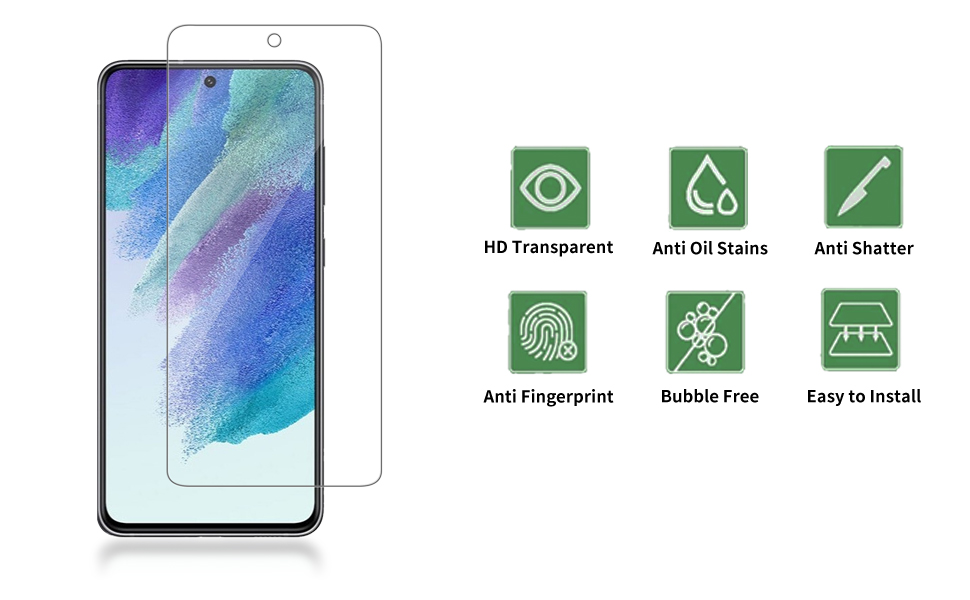 Amazon.com: Heenjer 2 Pack for Samsung Galaxy S21 FE 5G / SM-g990u Screen Protector, Tempered ...