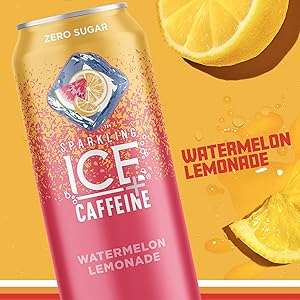 Amazon.com: Sparkling Ice +Caffeine Watermelon Lemonade Sparkling Water, Zero Sugar, with ...