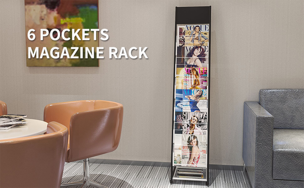 Amazon.com: Kroey floor standing magazine rack Brochure Display Stand with 4 wheels and 6 layers ...