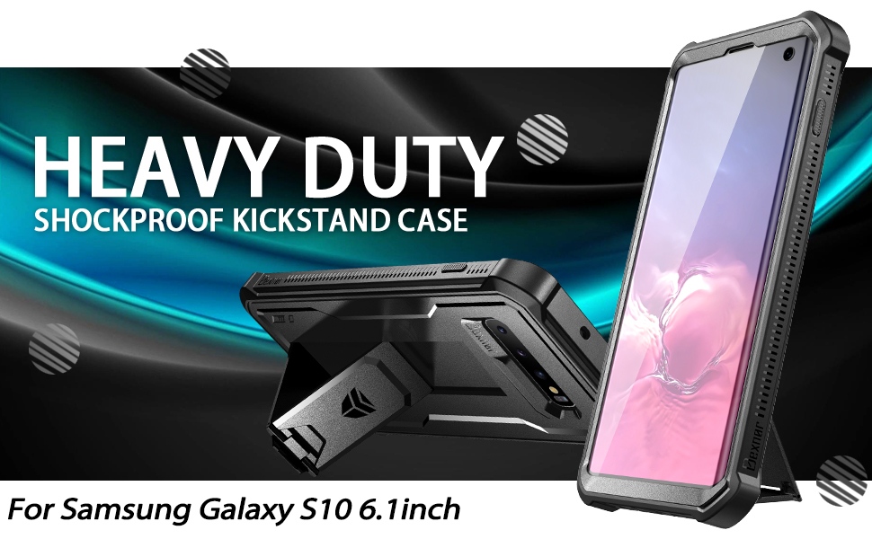 Amazon.com: Dexnor for Samsung Galaxy S10 Case, [Built in Screen Protector and Kickstand] Heavy ...
