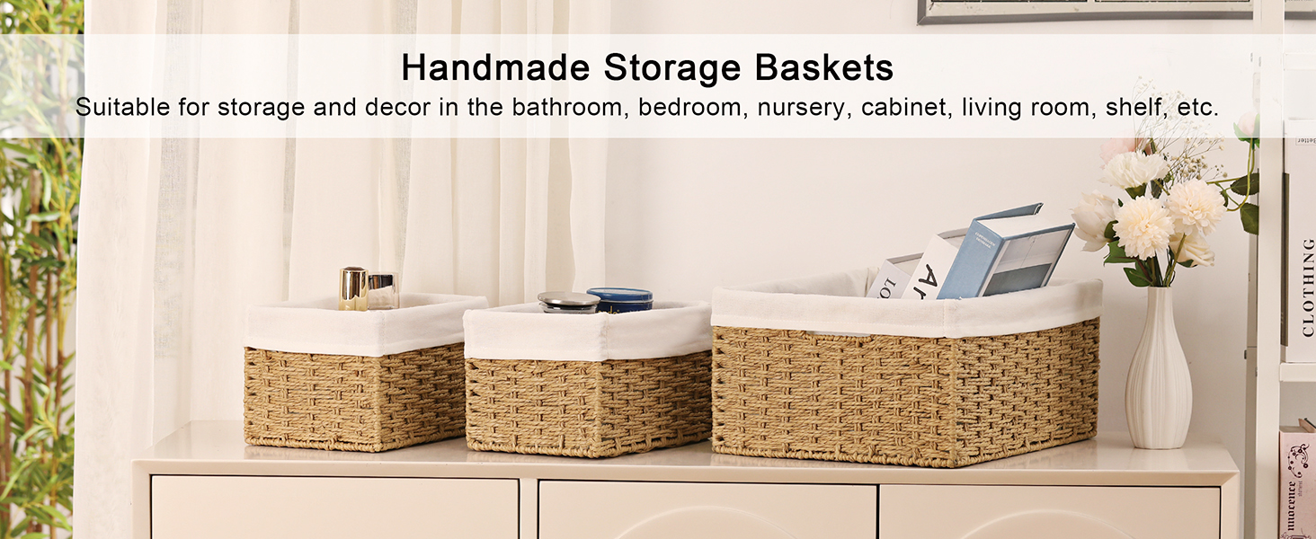 Amazon.com: Vagusicc Wicker Storage Basket, Set of 2 Hand-Woven Paper ...