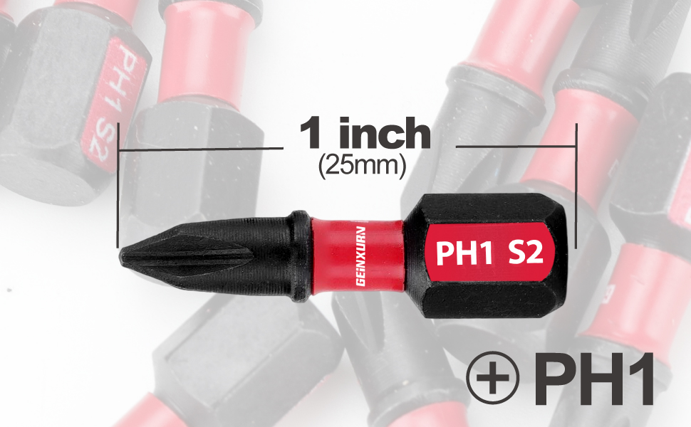 Geinxurn Impact Tough #1 Phillips 1 in. Insert Driver Bits,50Pack PH1 Screwdriver Bits Set with ...