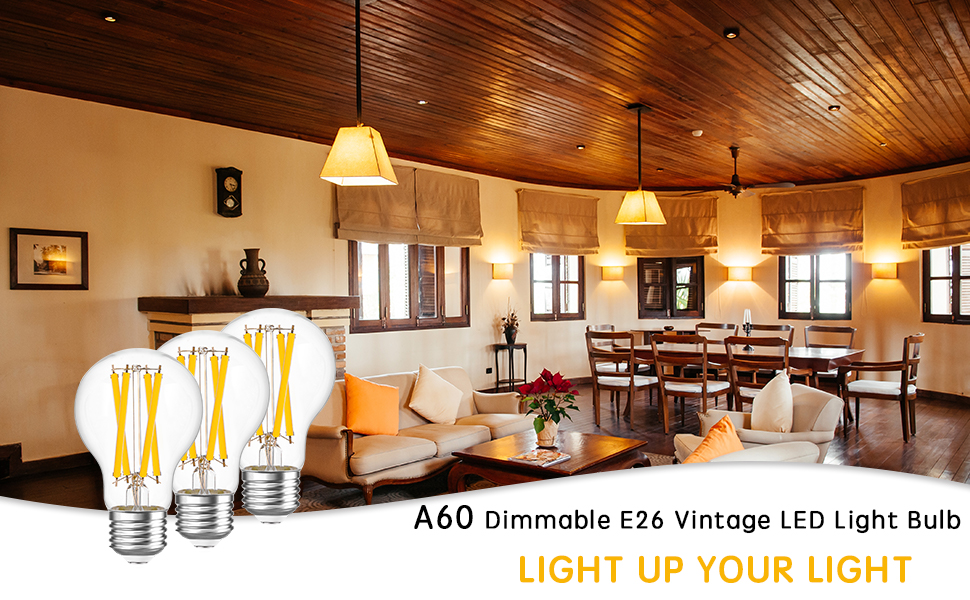 foco LED Edison A19 regulable equivalente a 120 vatios, 1600 lúmenes A60 12 W, lámpara de ...