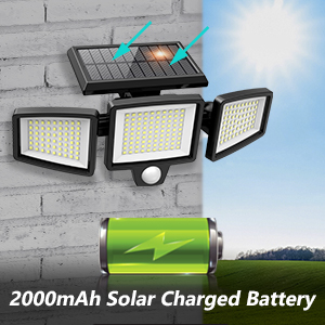 Solar Outdoor Lights ,Tuffenough 2500LM 210 LED Security Lights with Remote Control,3 Heads ...
