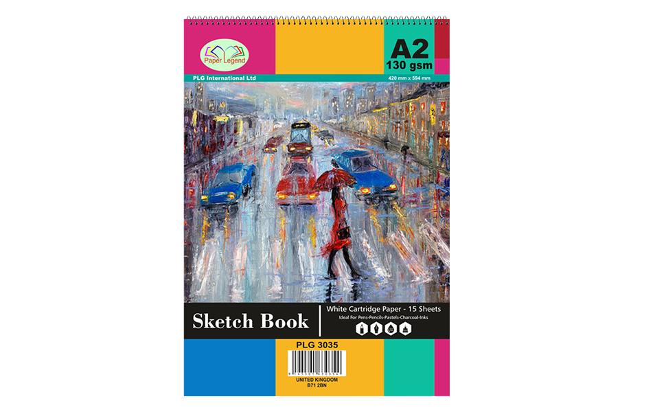 [Set of 3] Large A2 Drawing Pad, 15 Sheets of 130 GSM Paper, Spiral Bound Artist Sketch Pad Book ...