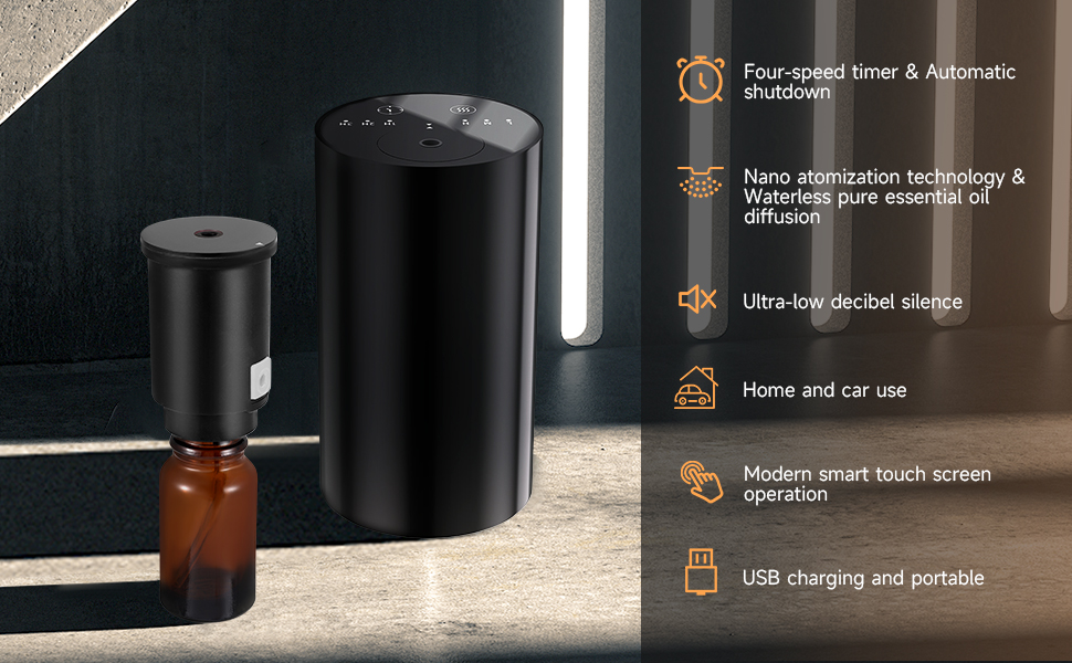 QCXWCJWD Waterless Portable USB Rechargeable Car Diffuser with 3 Timer ...