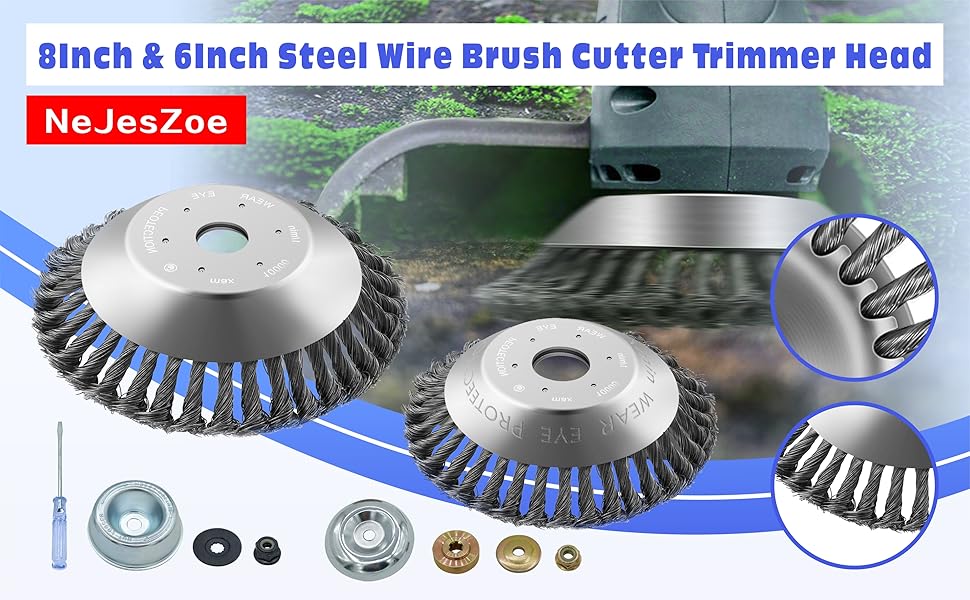 Amazon.com: NeJesZoe 8+6 Inch Steel Wire Rotary Weed Brush Cutter ...