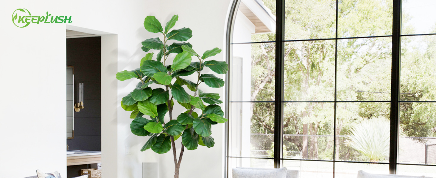 Amazon.com: Keeplush Fiddle Leaf Fig Tree Artificial 6ft - Faux Fiddle Leaf Fig Tree with White ...