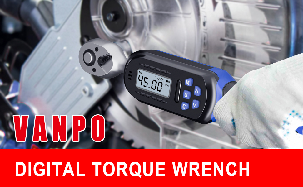 VANPO 3/8 Drive Digital Torque Wrench, 2.2-44.3 Ft-lbs/3-60Nm, ±2% High Accuracy, Dual-Direction ...