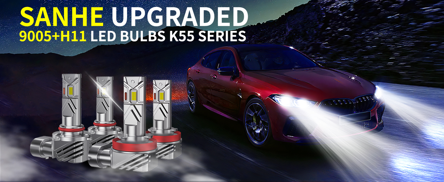 Amazon.com: SANHE 9005/HB3 H11/H9/H8 LED Light Bulbs Combo, 40000LM 6500K Cool White, High Beam ...