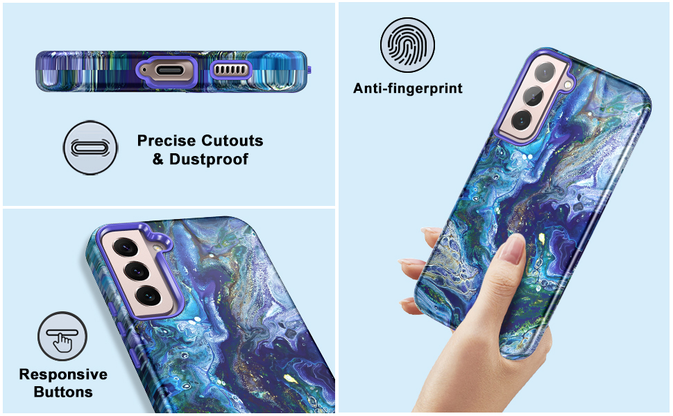 Amazon.com: Btscase for Samsung Galaxy S22 5G Case,Marble Pattern 3 in 1 Heavy Duty Shockproof ...