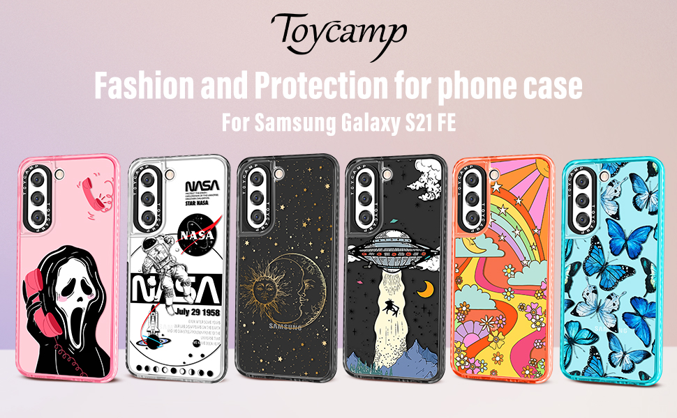 Amazon.com: Toycamp for Samsung Galaxy S21 FE Case 5G for Women, Black Butterfly Cute Animal ...