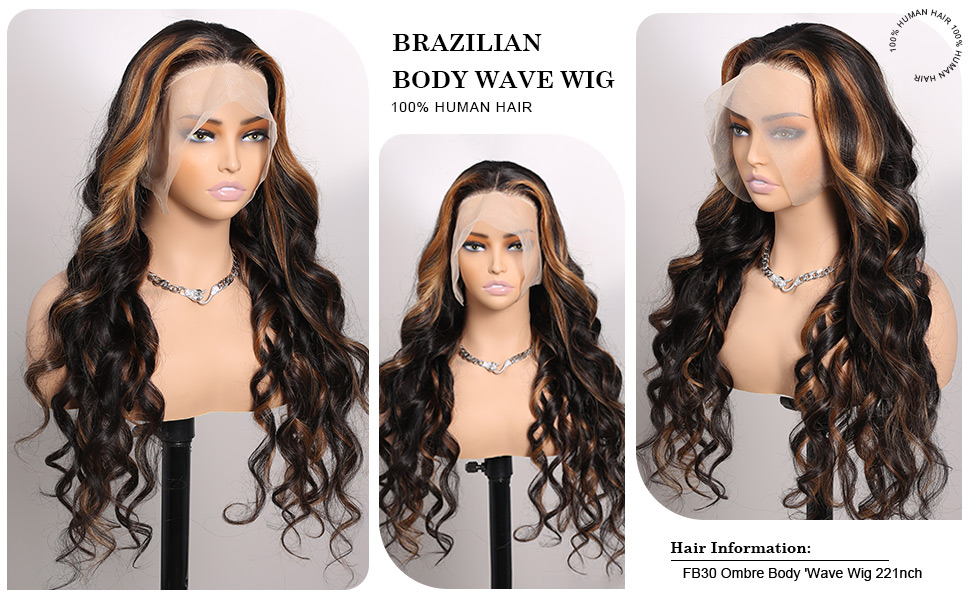 Amazon.com : NAYUMI Full 360 Lace Front Wigs Human Hair Balayage FB30 Highlight Ombre Lace Front ...