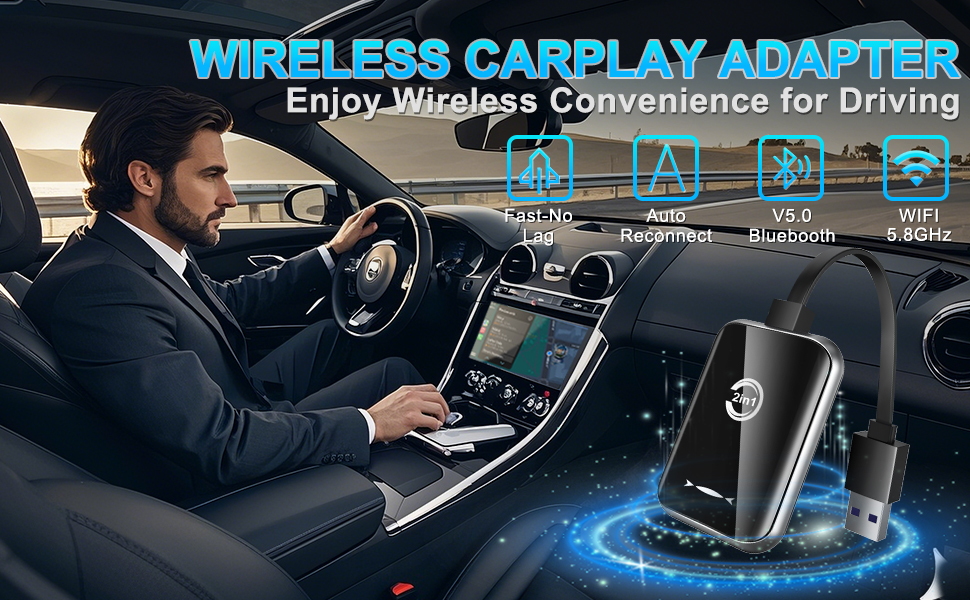 Amazon.com: Wireless CarPlay Adapter for iPhone, 2025 Upgrade Convert Wired to Wireless 2-in-1 ...