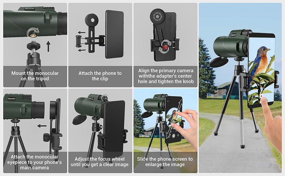 Amazon.com : 80x100 Monocular Telescope for Smartphone, Monoculars for ...