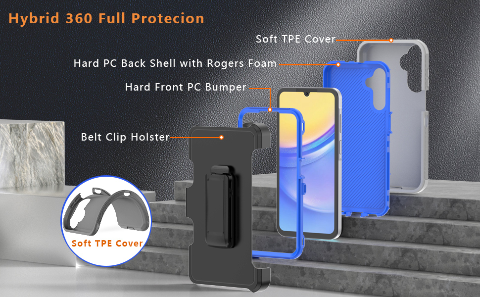 Amazon.com: TMIDVFV Compatible with Samsung Galaxy A15 5G Case, with Belt Clip Holster Heavy ...