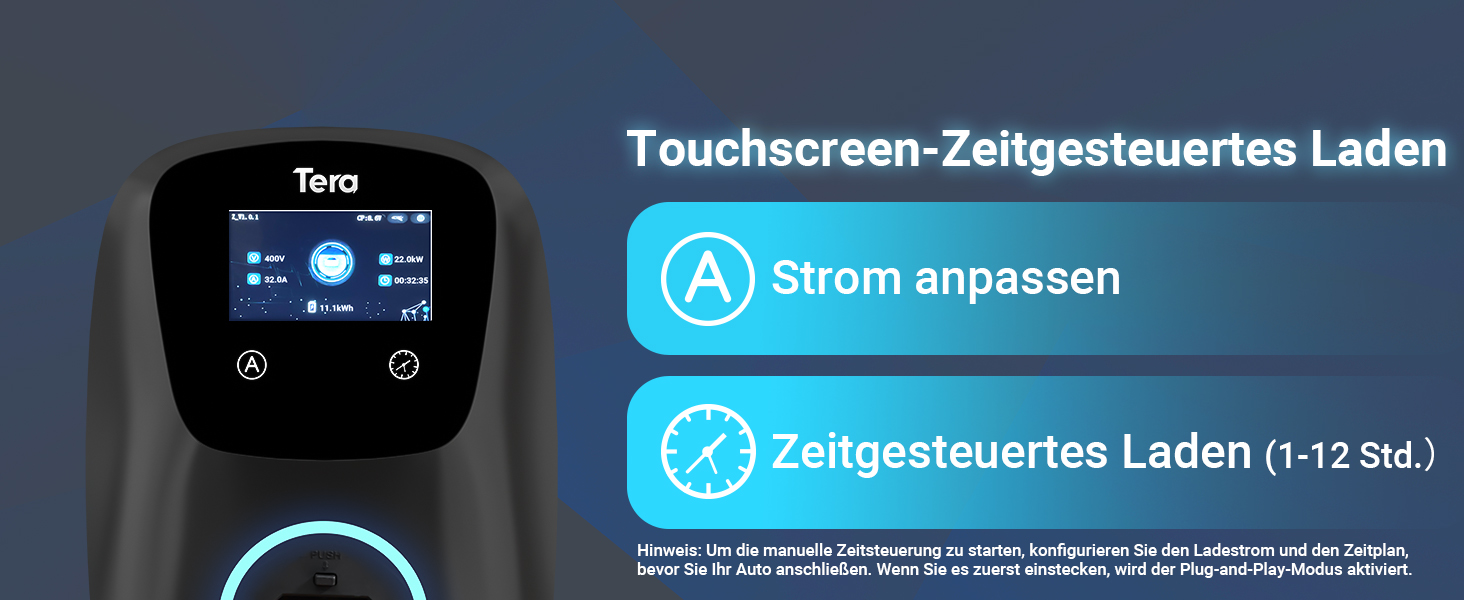 Tera EV Ladegerät Smart APP mit 32A Typ 2 22kW oder 11kW Heim Ladestation 400V CE & TÜV Wallbox ...